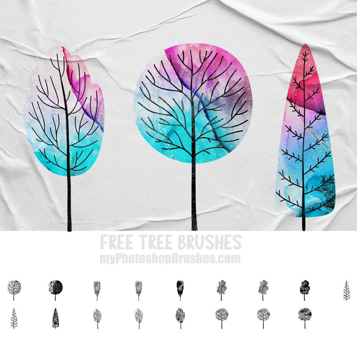 40 Tree Photoshop Brushes - Free ABR Download | MPB