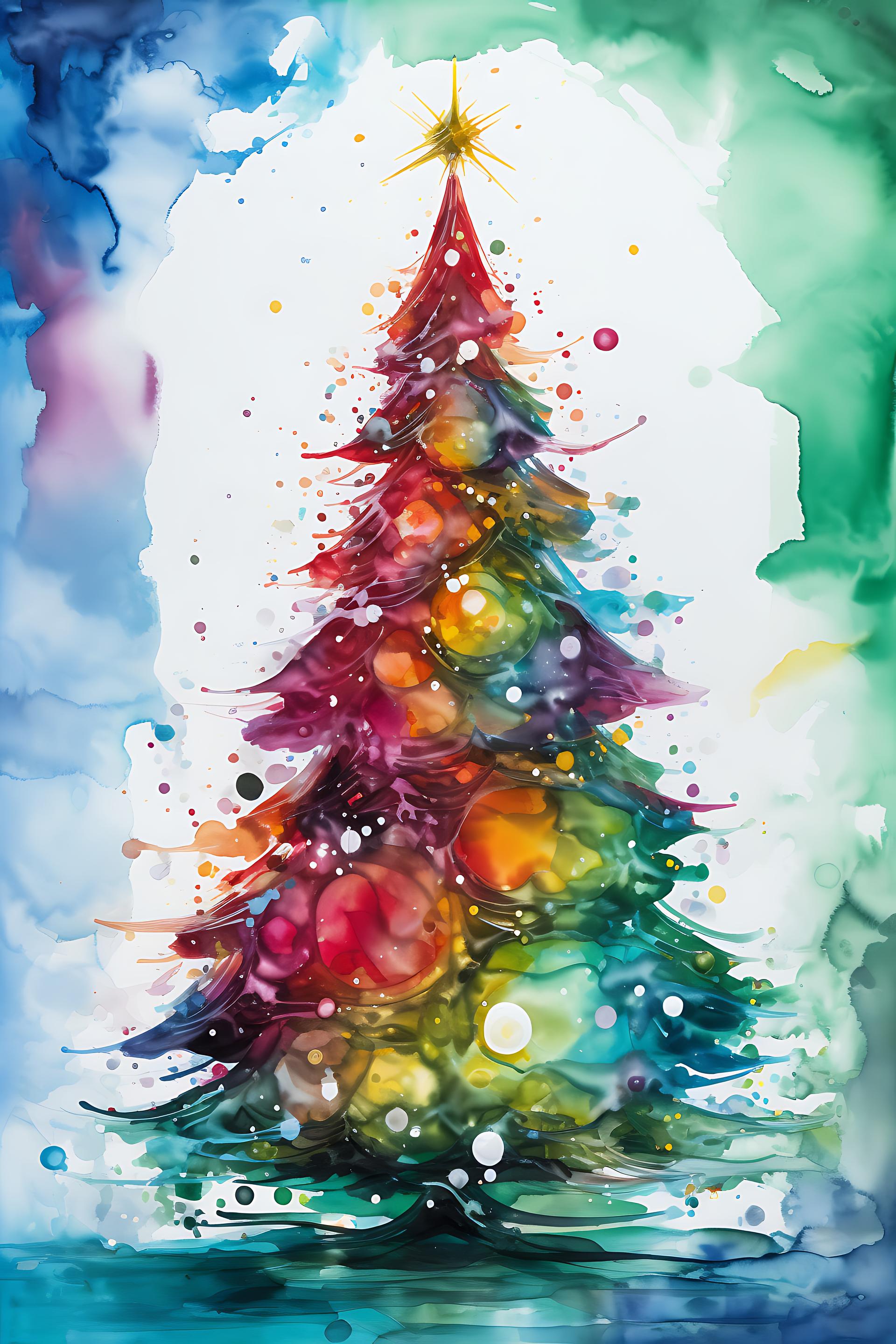 watercolor Christmas Tree - Free JPG Download | MyPhotoshopBrushes