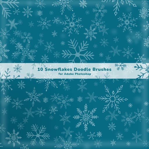 10 Snowflakes Doodle Brushes for Adobe Photoshop - Free ABR Download | MPB