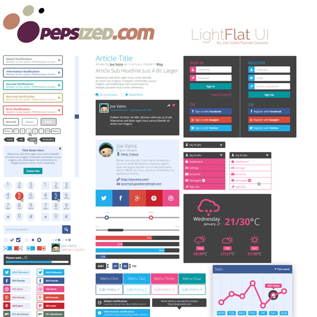 Free Light Flat UI Kit - Free Free-psd Download | MPB