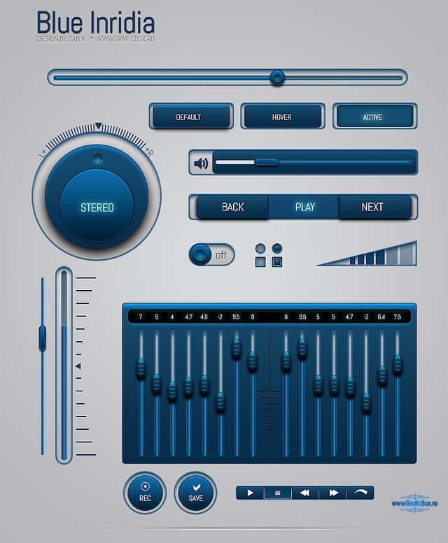 Blue Inridia UI Kit - Free Free-psd Download | MPB