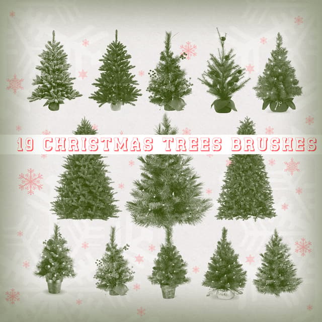 19 Christmas Trees Brushes - Free ABR Download | MyPhotoshopBrushes