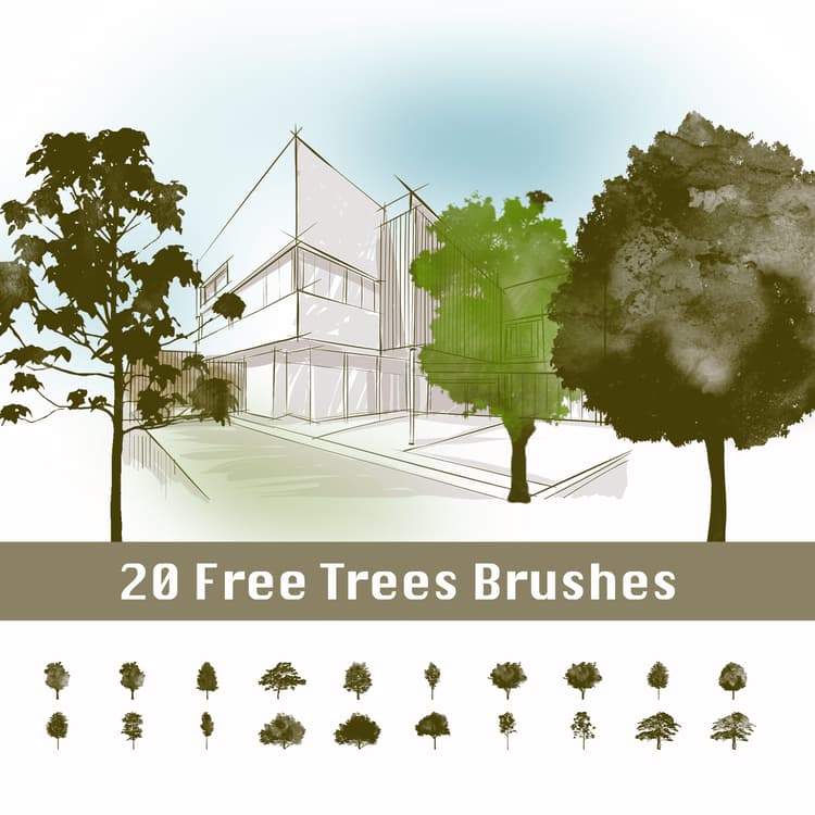 40 Tree Photoshop Brushes - Free ABR Download | MPB