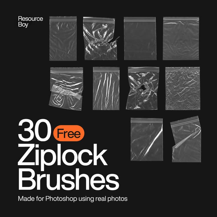 30 Ziplock Plastic Bag Photoshop Brushes - Free ABR Download | MPB