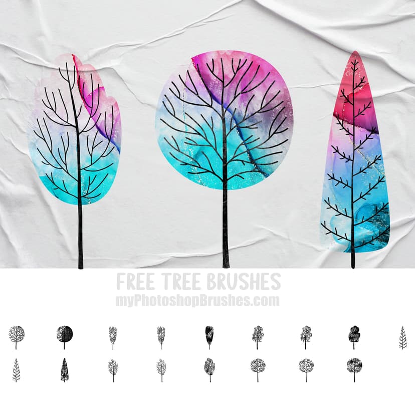 40 Tree Photoshop Brushes - Free ABR Download | MPB