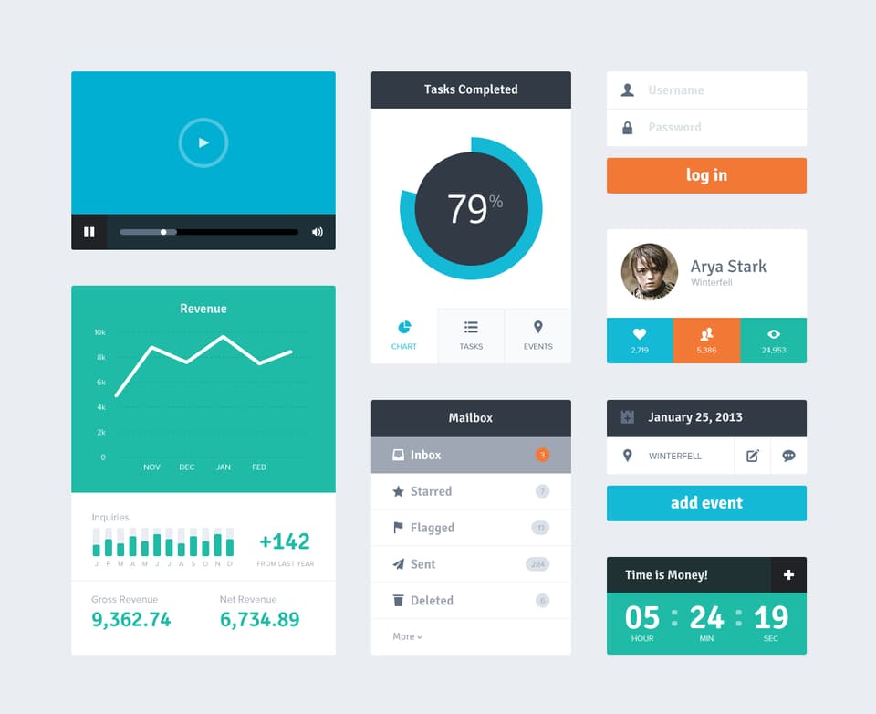 Flat UI Kit PSD - Free Free-psd Download | MyPhotoshopBrushes